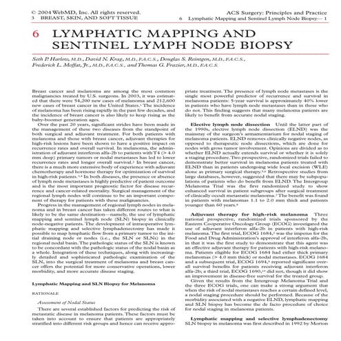 Acs0306 Lymphatic Mapping And Sentinel Lymph Node Biopsy | PDF