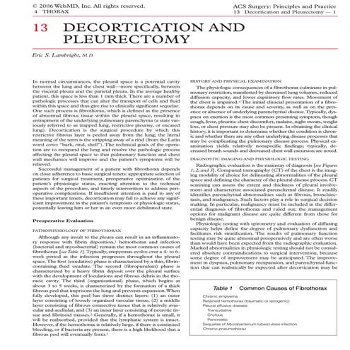 Acs0413 Decortication And Pleurectomy | PDF