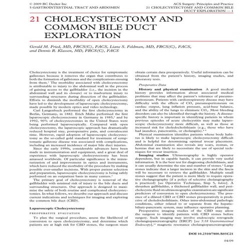 Acs0521 Cholecystectomy And Common Bile Duct Exploration 2009 | PDF