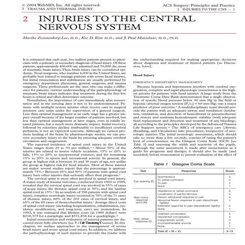 Acs0702 Injuries To The Central Nervous System | PDF | First Aid | Injuries