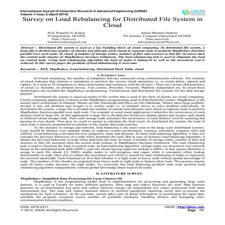 Survey On Load Rebalancing For Distributed File System In Cloud Pdf 3860
