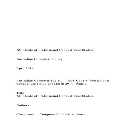 ACS Code of Professional Conduct Case Studies .docx