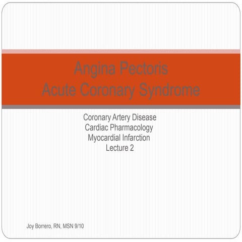 ACS Lecture.ppt | Heart and Cardiovascular Diseases | Diseases and ...