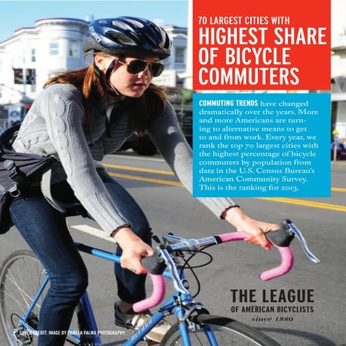 ACS 2013: 70 Largest Cities with the Highest Bicycle Commute Rates | PDF