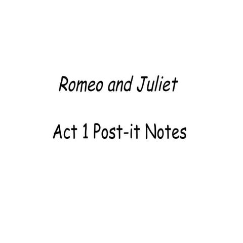 Romeo & Juliet Act 1 Sticky Notes | PPT | Romance | Genres