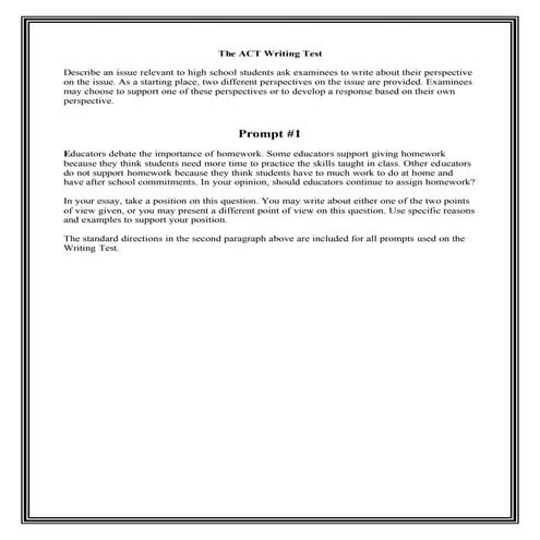 ACT Assessment Workshop Prompts | PDF