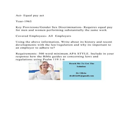 Act- Equal pay actYear-1963Key ProvisionsGender Sex Discrim.docx