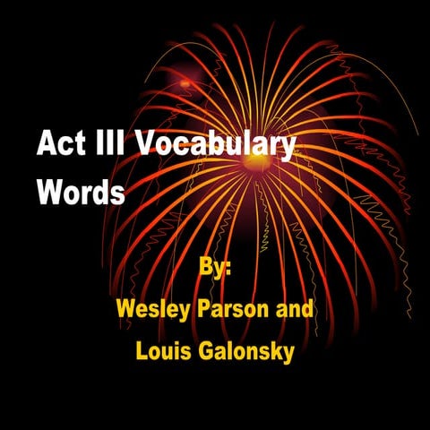Act Iii Vocabulary Words | PPT