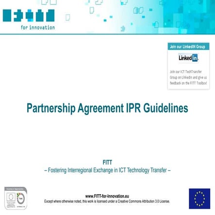 FITT Toolbox: Partnership Agreement IPR Guidelines | PDF