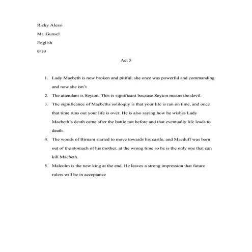 Act 5 macbeth | DOC