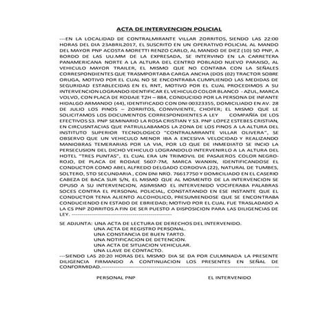 Acta de intervencion peligro comun nrgro | PDF