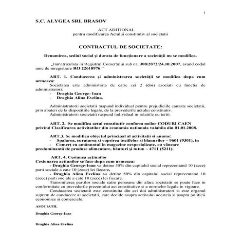 Act aditional la act constitutiv | DOC