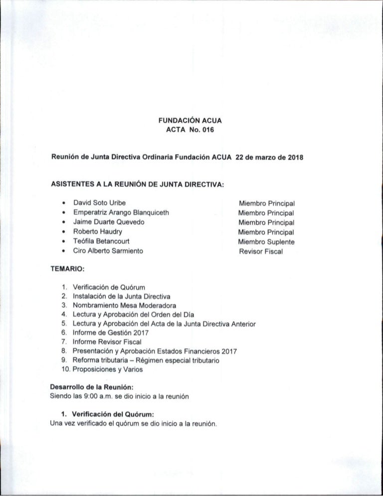 Acta junta directiva