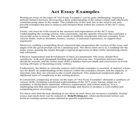 Act Essay Examples.pdf | Home Financing | Personal Debt