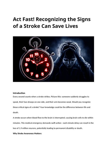 Stroke and Prevention | PPTX | Brain and Nervous System Disorders ...