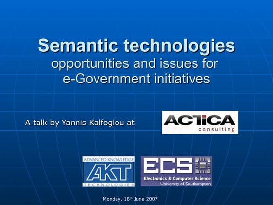 Semantic technologies at work - 2007 | PPT