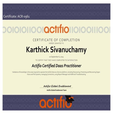 Actifio Certified DaaS Practitioner | PPT