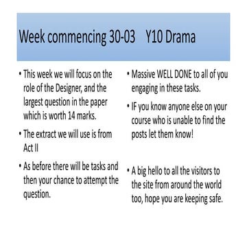 GCSE Drama: Live Performance Evaluation- structuring your responses and ...