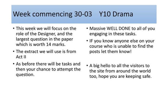 GCSE Drama: Live Performance Evaluation- structuring your responses and ...