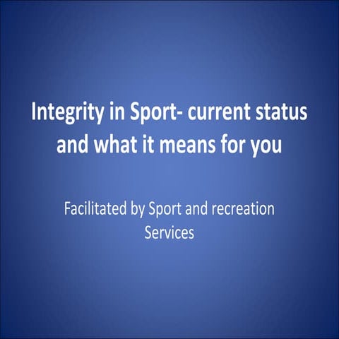 ACT integrity in sport workshop presentation | PPT | Casinos & Gambling ...