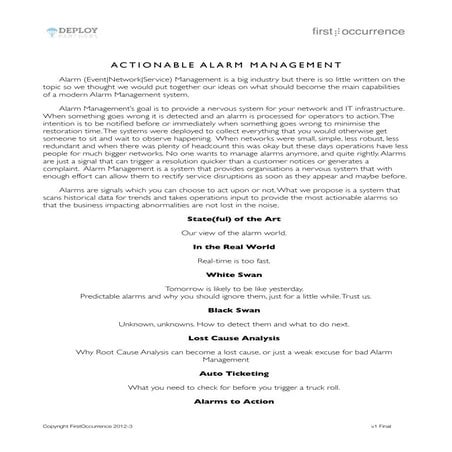 Actionable Alarm Management | PDF