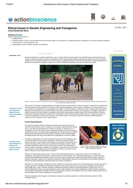 Bioethics of transgenic animals | PPTX