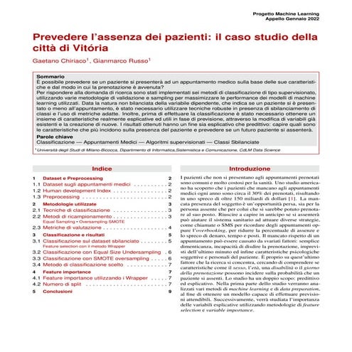 IMPLEMENTAZIONE DI UN ALGORITMO PREDITTIVO PER PREVENIRE IL ...