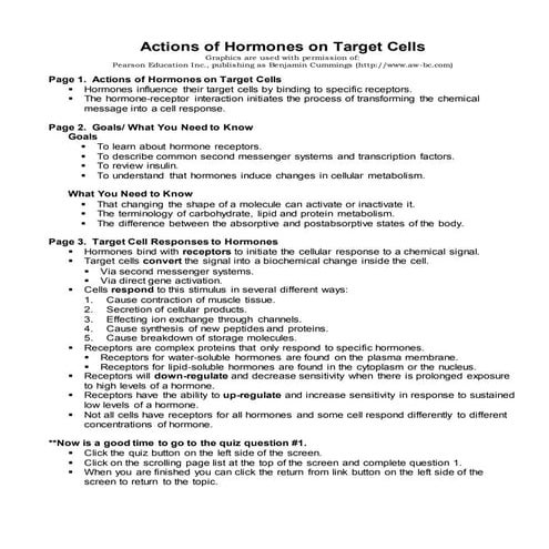 Action of hormones | PDF