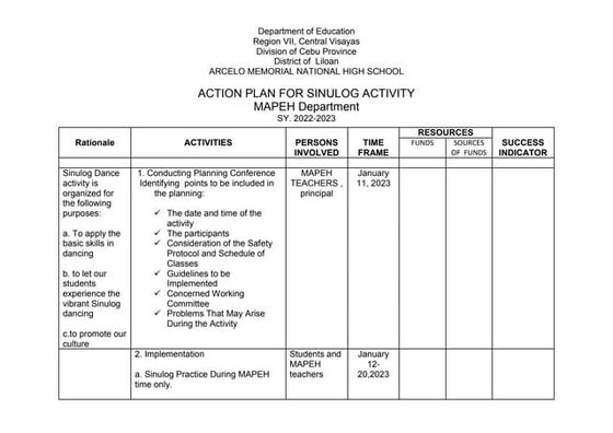 ACTION PLAN on arts month.docx | Arts and Crafts | Hobbies & Interests