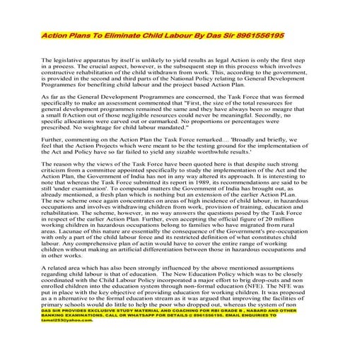 Action plans to eliminate child labour by das sir 8961556195 | PDF