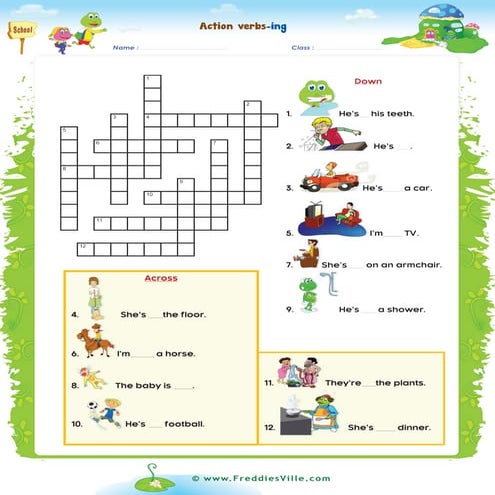 Actions crossword present continous | PDF