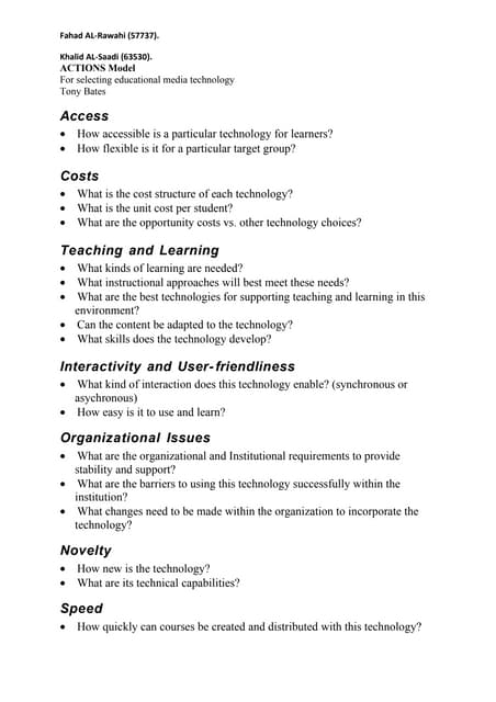 ACTIONS Model | PDF | Technology & Computing