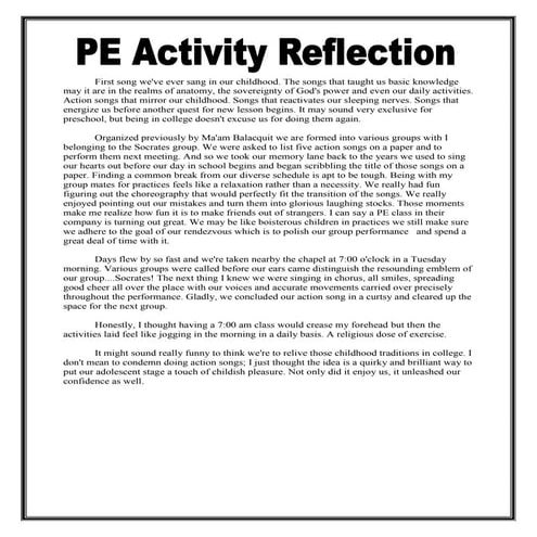 PE Activity Reflection | PDF