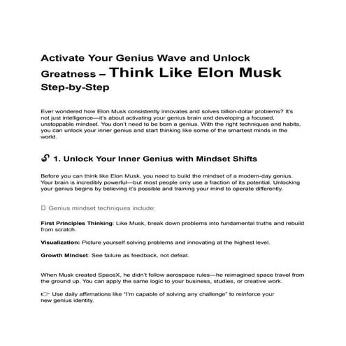 Activate Your Genius Wave and Unlock Greatness – Think Like Elon Musk ...
