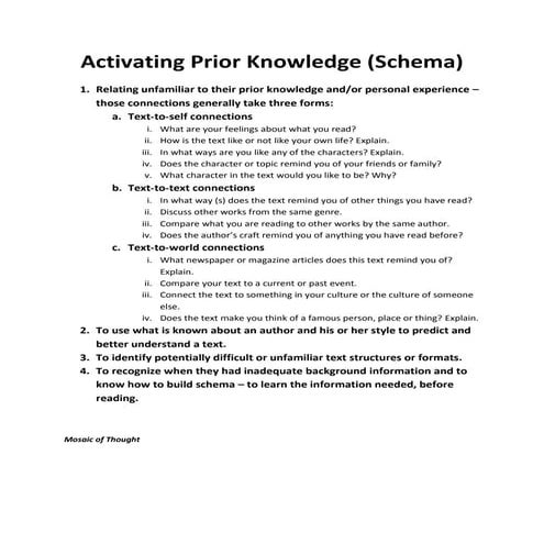 Activating prior knowledge | PDF