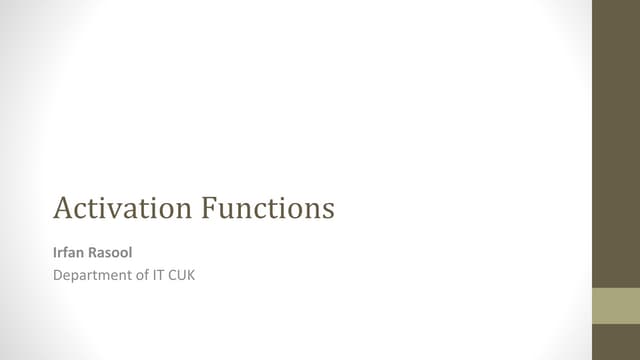 ACTIVATION FUNCTIONS IN SOFT COMPUTING AW | PPTX