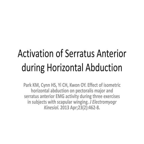Activation of serratus anterior during horizontal abduction | PPT