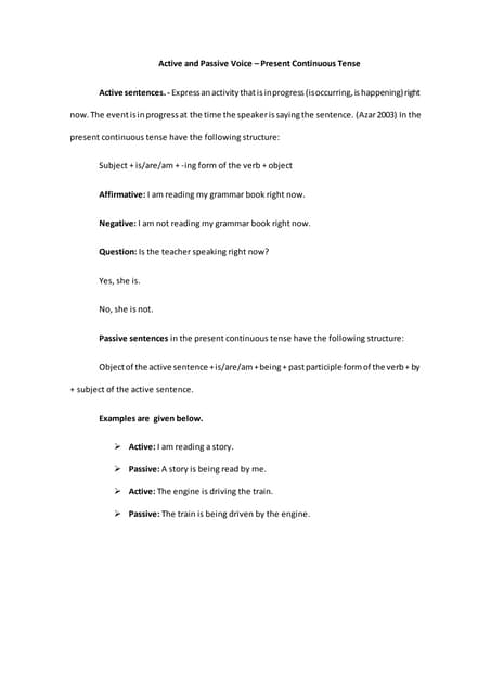 Present continuous tense affirmative statement | PPTX