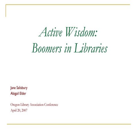 Active Wisdom | PPT | Eldercare | Family and Relationships