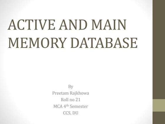 ACTIVE DATABASE IN DATABASE MANAGEMENT SYSTEM | PPT
