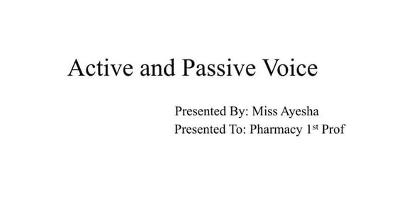 Active Voice & Passive Voice (english gramer ) | PPT