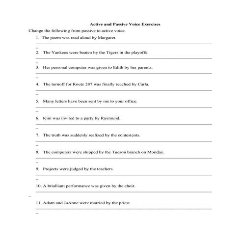 Active and passive voice exercise i | DOC