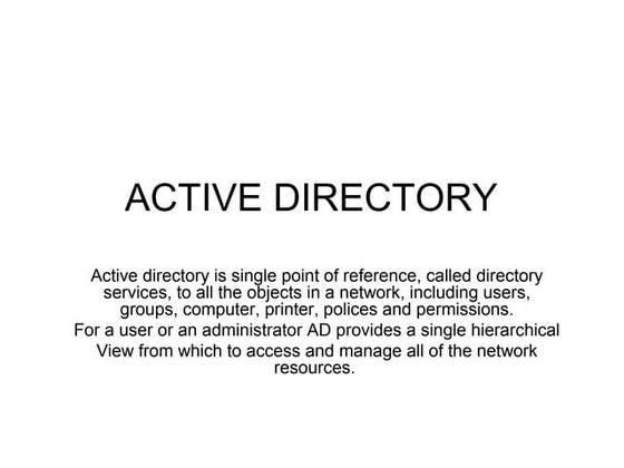Active directory | PPT | Internet | Computing