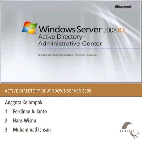 Active direc tory di windows server 2008 m | PPT