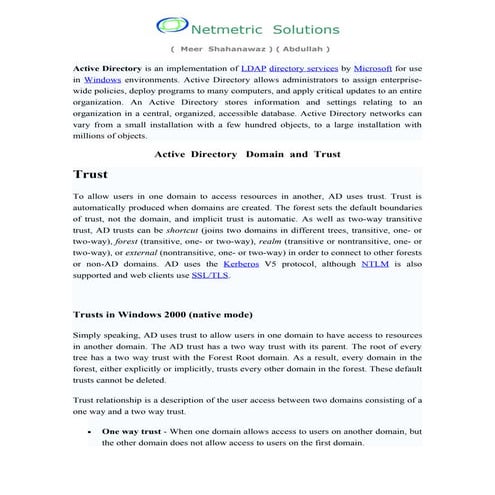 Active Directory Domain And Trust Doc Operating Systems Computer Software And Applications