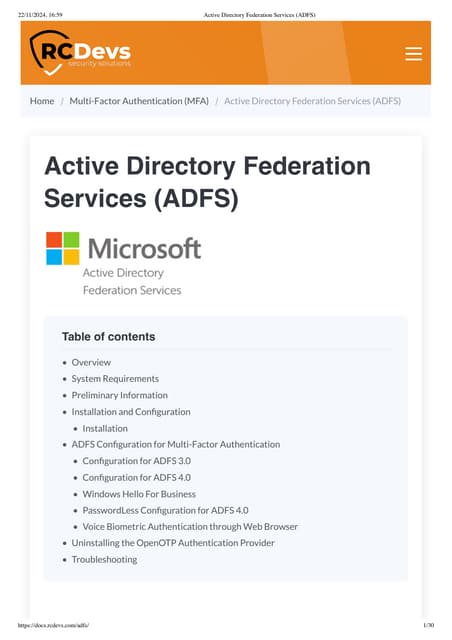 Active Directory Federation Services Openotp Multi Factor Authentication Integration With Adfs