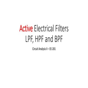 Active Filters - Electrical Network Analysis | PPT
