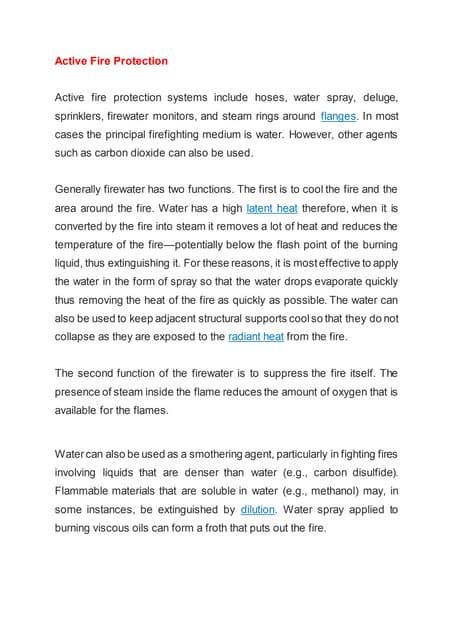 Active fire protection system | PPTX | Chemistry | Science