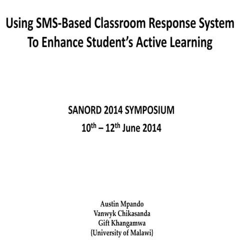 Using SMS-Based Classroom Response System To Enhance Student’s Active ...