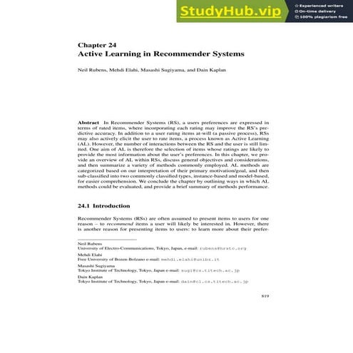 Active Learning In Recommender Systems | PDF
